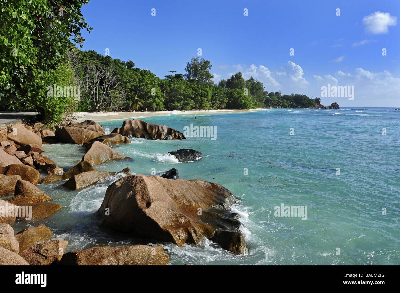 Rocks on Anse Severe beach, La Digue Island, the Seychelles, Indian ...