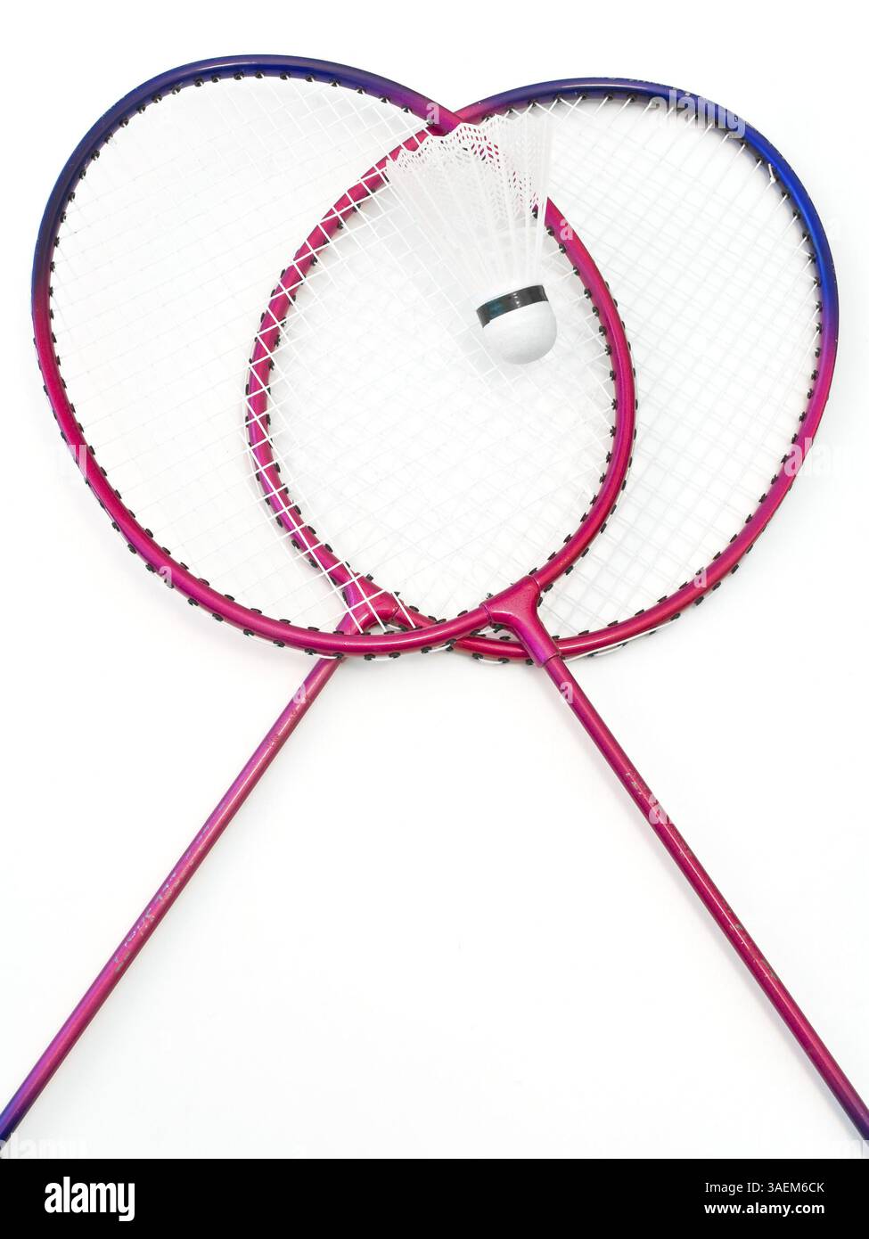 Badminton rackets and shuttlecock at the white table Stock Photo - Alamy