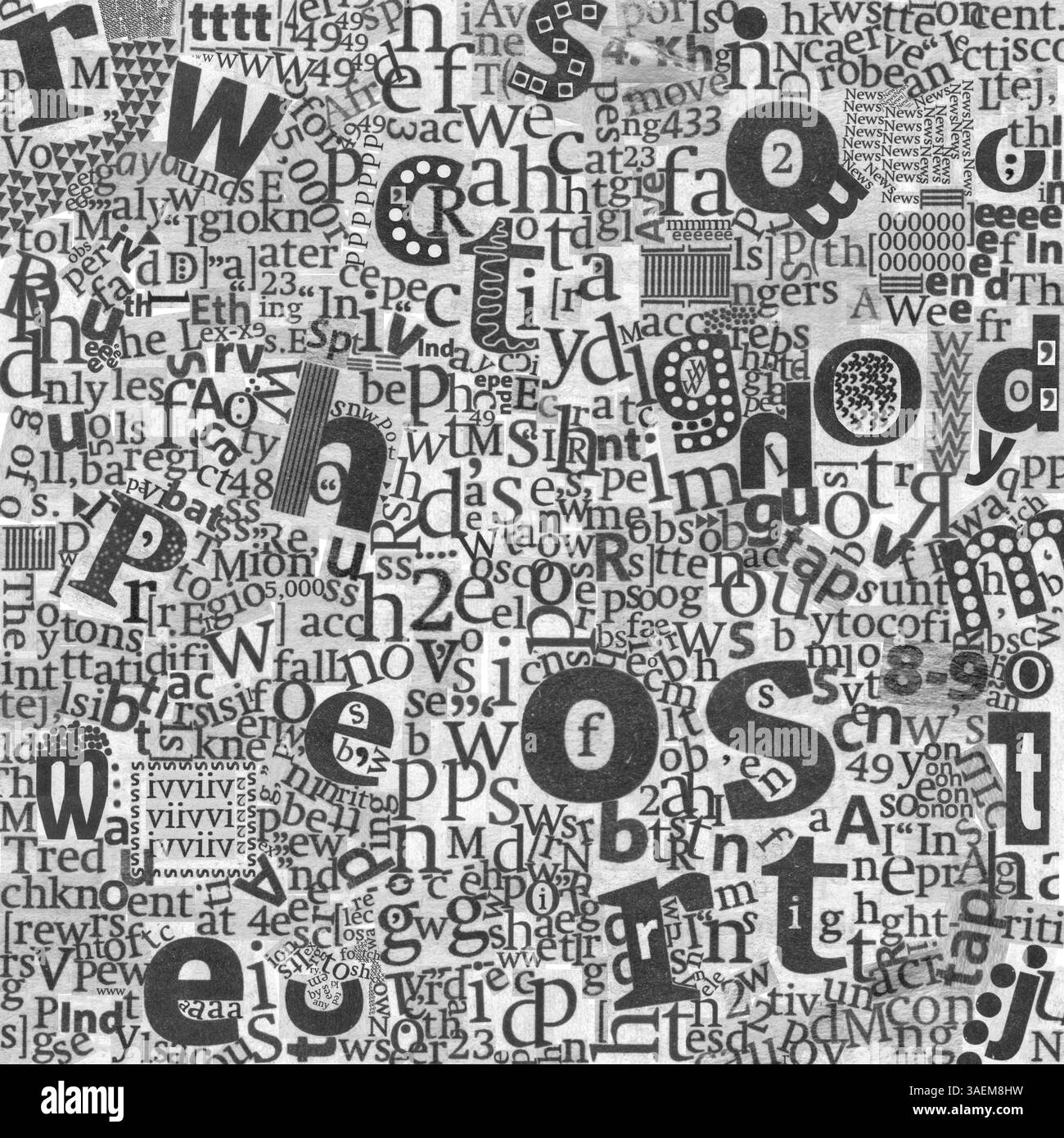 Newspaper's letters on the real newspaper's texture background ...