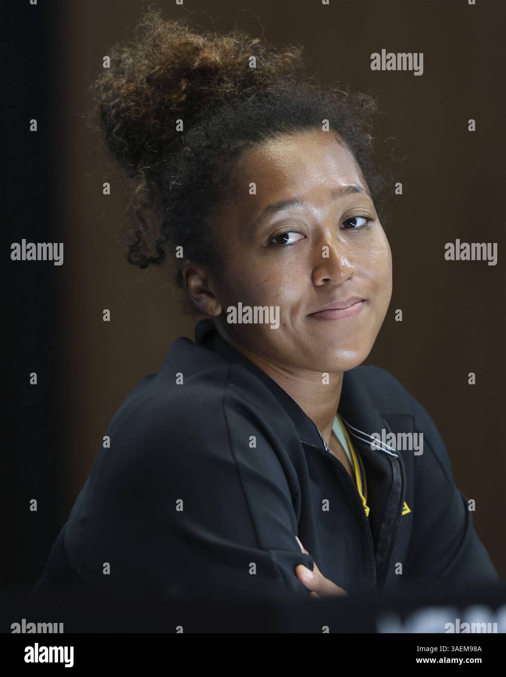 Japanese tennis player Naomi Osaka during a press conference ...