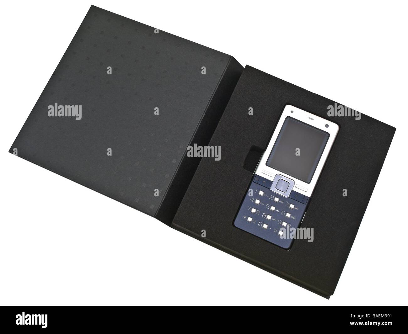 Mobile phone in black pack against the white background Stock Photo - Alamy