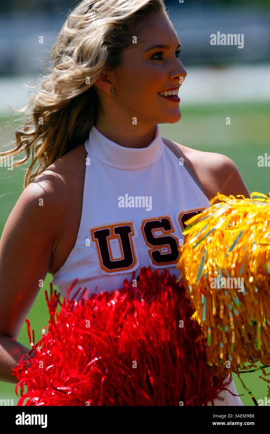 September 03, 2011: USC cheerleader in action during the game against ...
