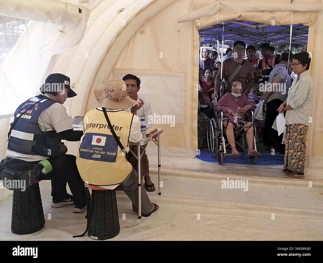 A temporary clinic is set up in Mandalay, central Myanmar, on April 5 ...