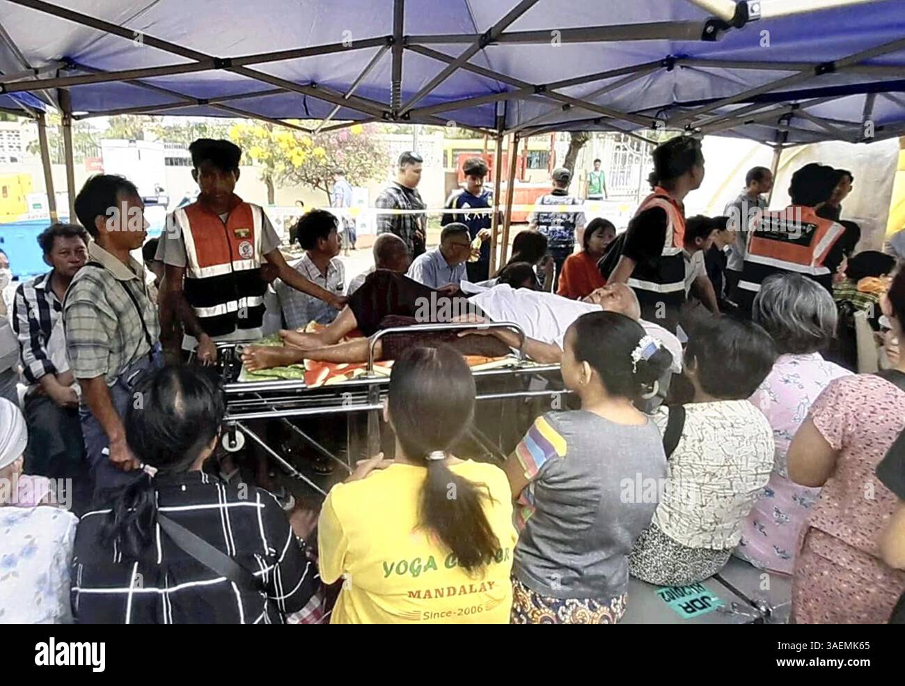 A temporary clinic is set up in Mandalay, central Myanmar, on April 5 ...