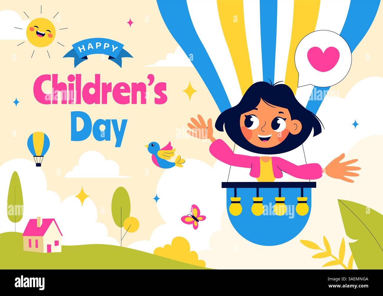 Happy Children's Day Vector Illustration featuring cheerful kids ...