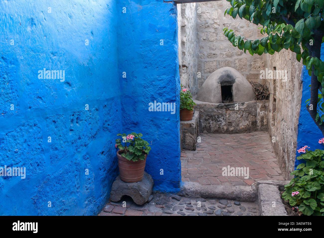 Morocco blue city Chefchaouen famous tourist attraction. Narrow streets ...