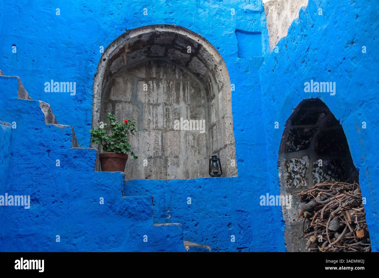 Morocco blue city Chefchaouen famous tourist attraction. Narrow streets ...