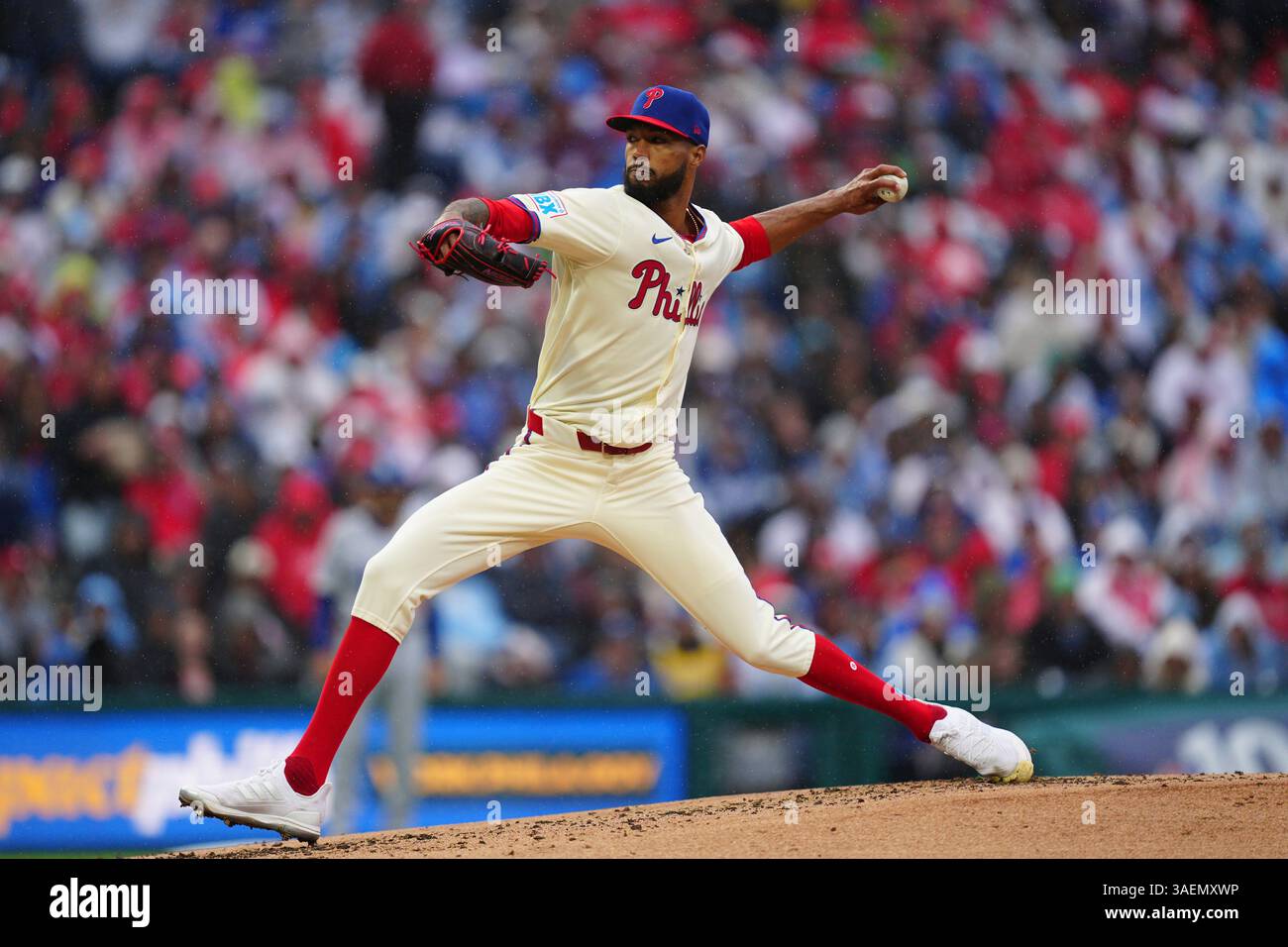 Philadelphia Phillies pitcher Cristopher Sánchez in action during a ...
