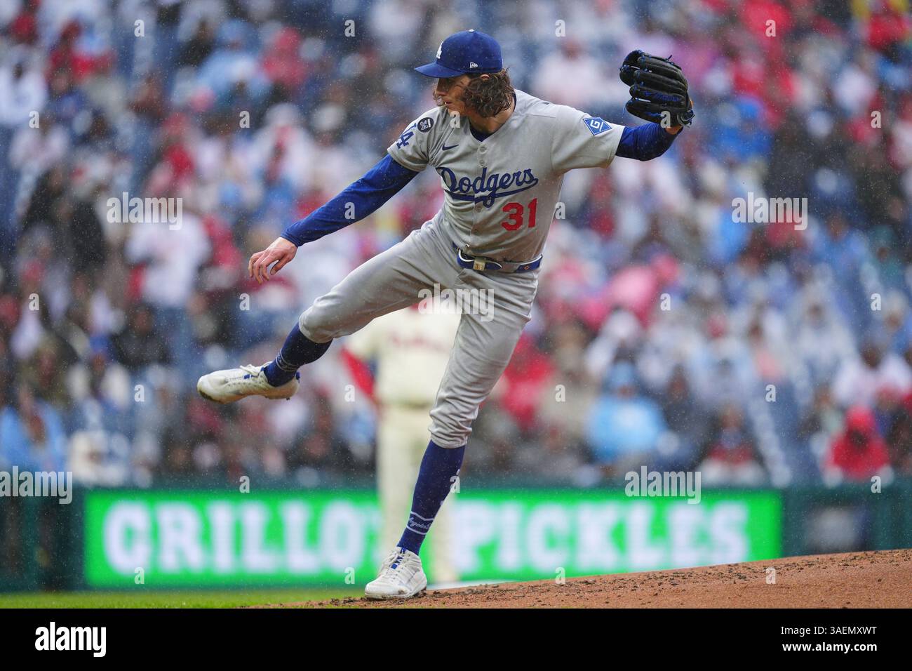Los Angeles Dodgers pitcher Tyler Glasnow in action during a baseball ...