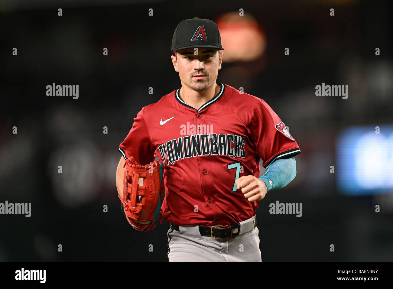Arizona Diamondbacks outfielder Corbin Carroll (7) jogs off the field ...