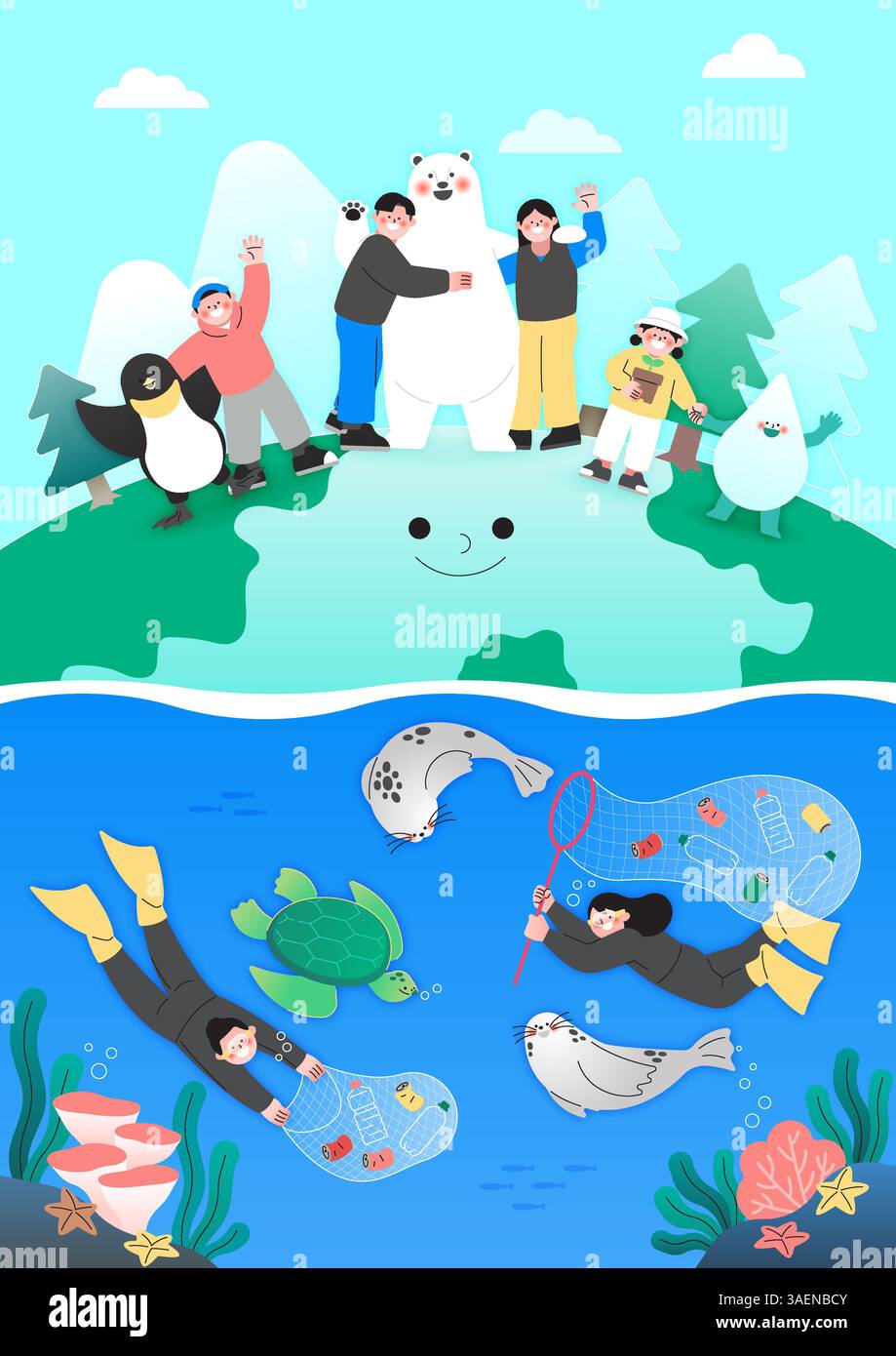 People working to protect polar regions and marine environments Stock ...