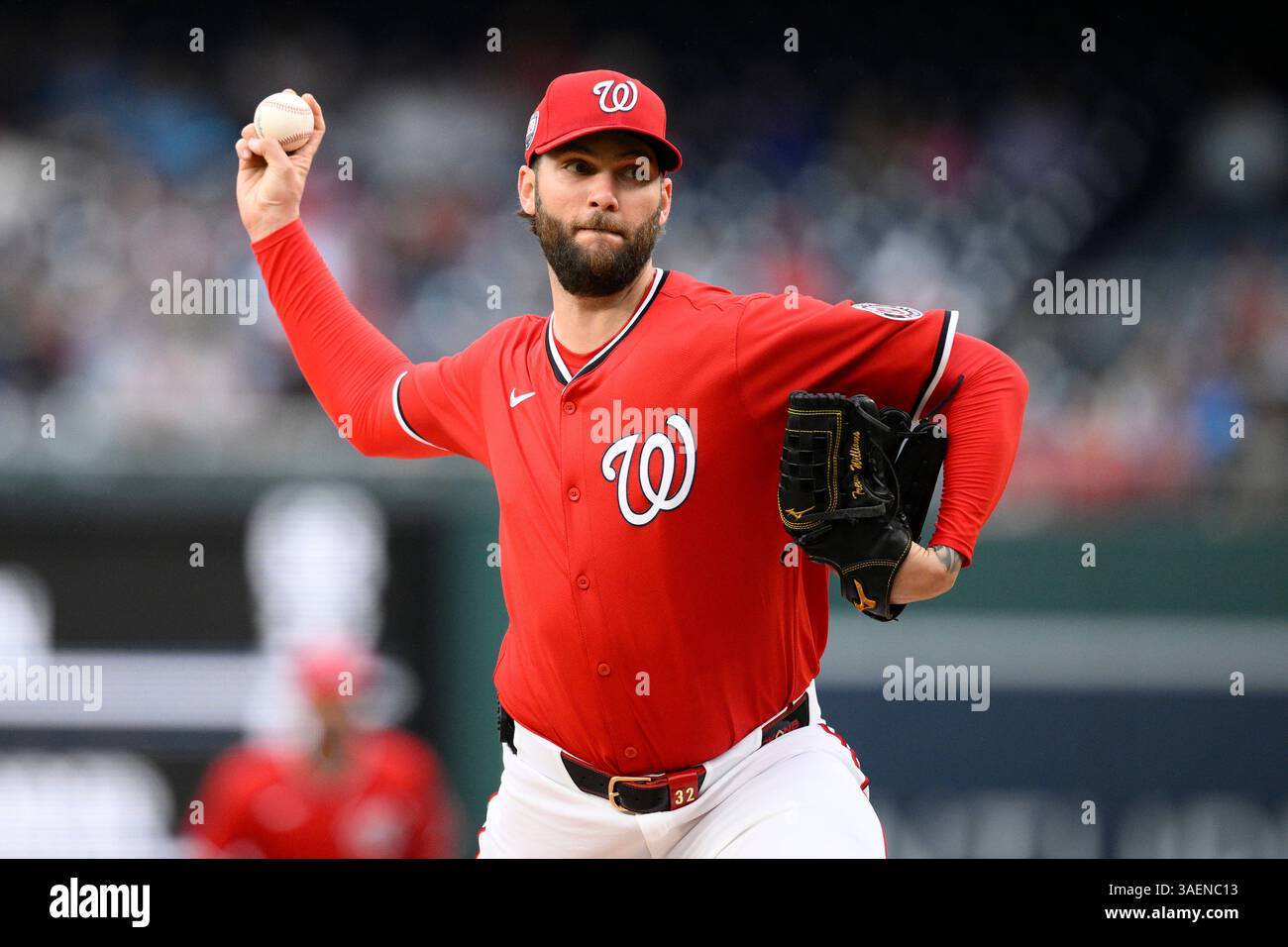 Washington Nationals starting pitcher Trevor Williams (32) in action ...