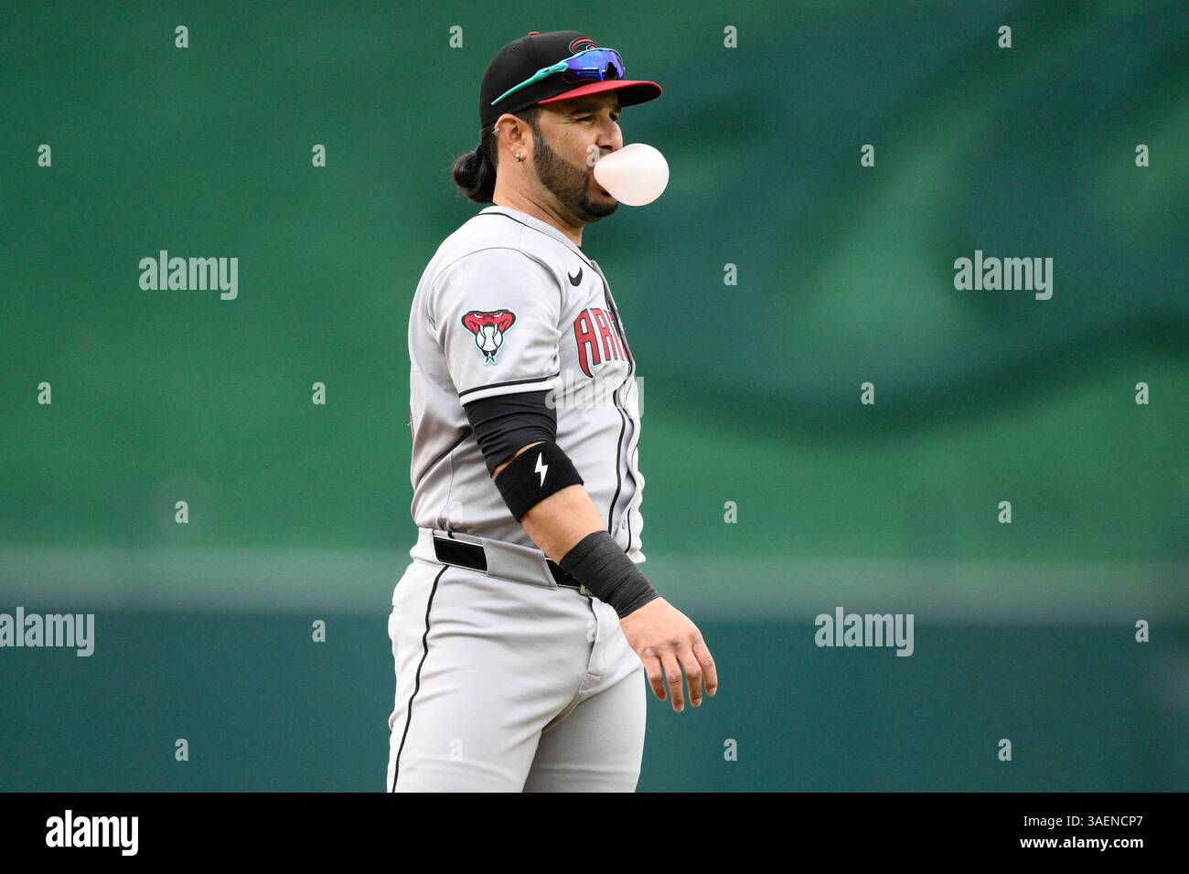 Arizona Diamondbacks third baseman Eugenio Suarez (28) looks on during ...