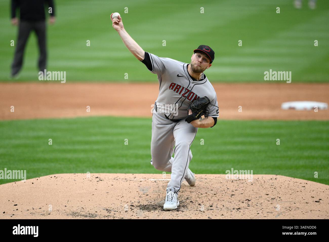 Arizona Diamondbacks starting pitcher Corbin Burnes in action during a ...