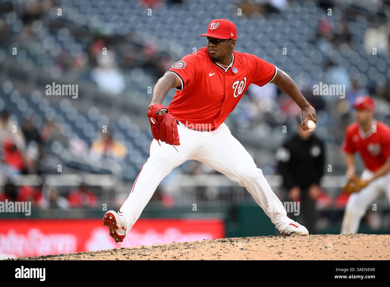 Washington Nationals relief pitcher Jose Ferrer (47) in action during a ...