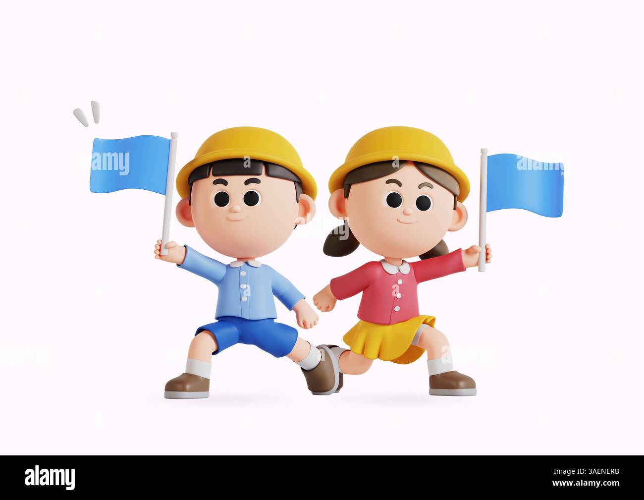 Children holding flags and striking poses Stock Photo - Alamy