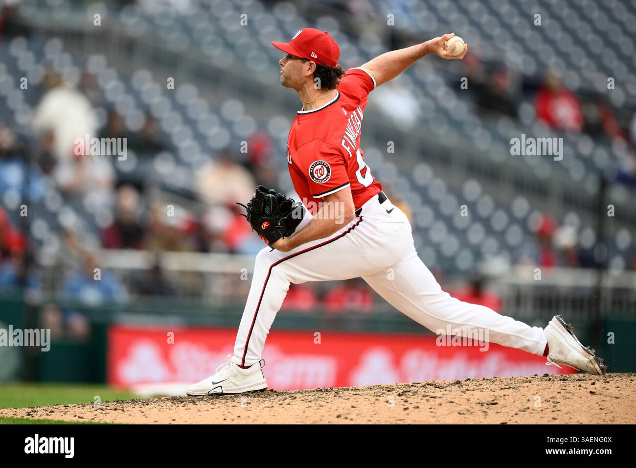 Washington Nationals relief pitcher Kyle Finnegan in action during a ...