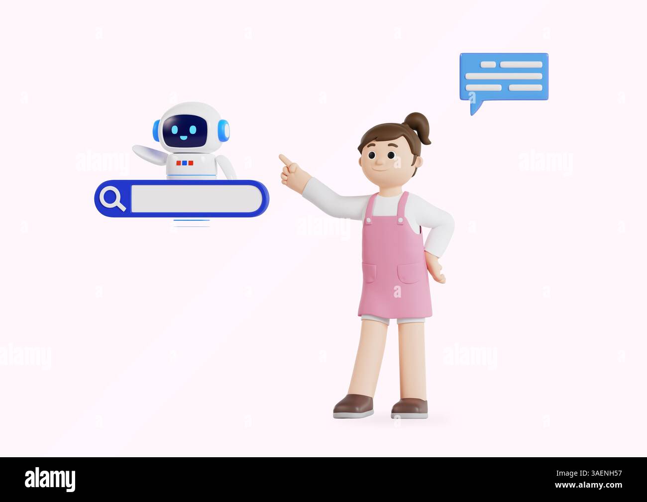 A girl using the search function of artificial intelligence Stock Photo ...