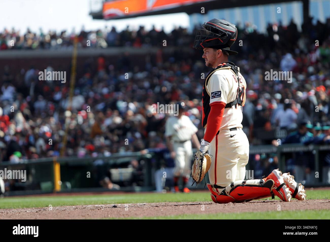 SAN FRANCISCO, CA - APRIL 06: San Francisco Giants Patrick Bailey (14) versus the Seattle ...