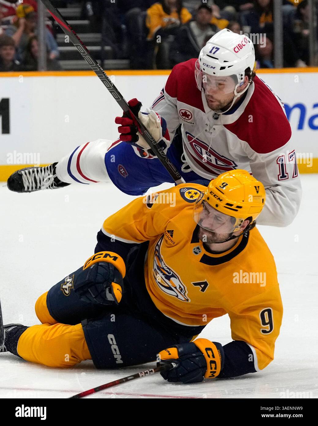 Montreal Canadiens right wing Josh Anderson (17) and Nashville ...