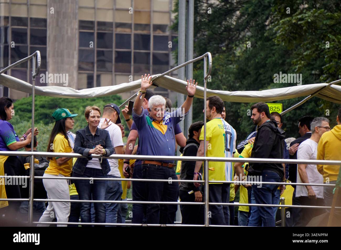 Supporters of Brazil's former President Jair Bolsonaro attend a rally at Paulista Avenue in Sao ...