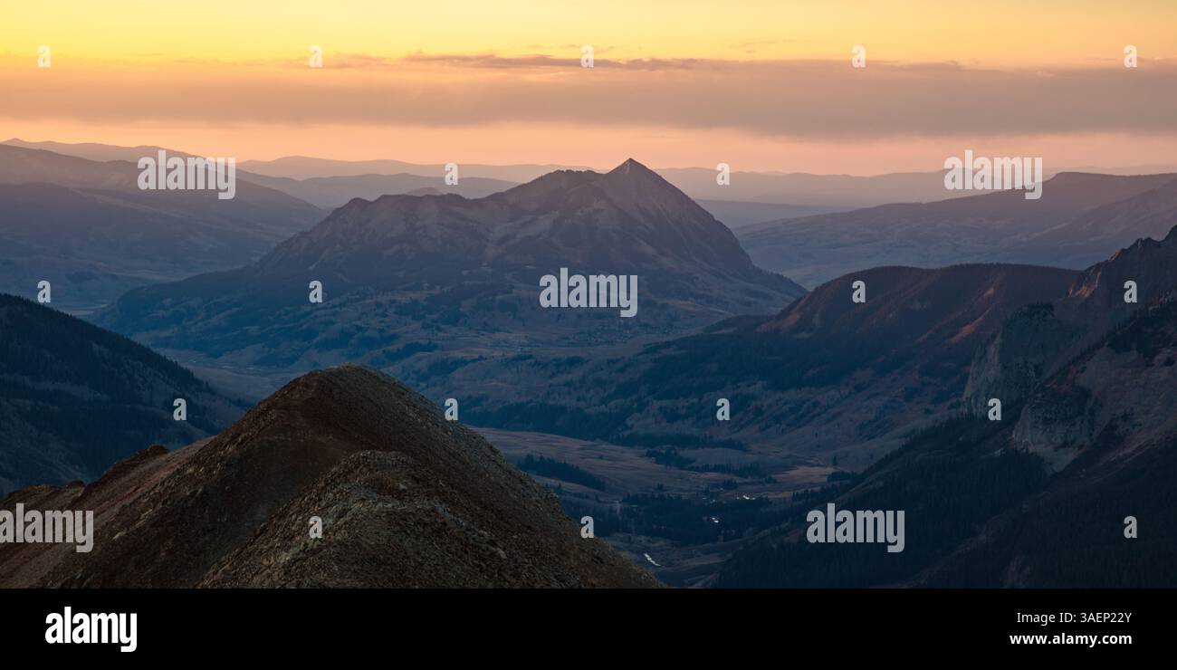 Mt Crested Butte (12,162') in the Elk Range of Colorado rising above ...