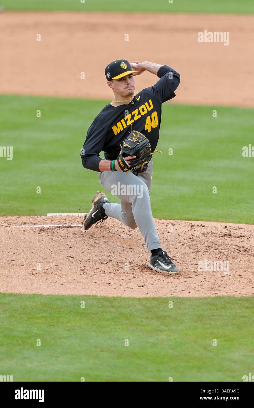 April 6, 2025: Missouri pitcher Bardy Kehlenbrink (40) in action on the ...