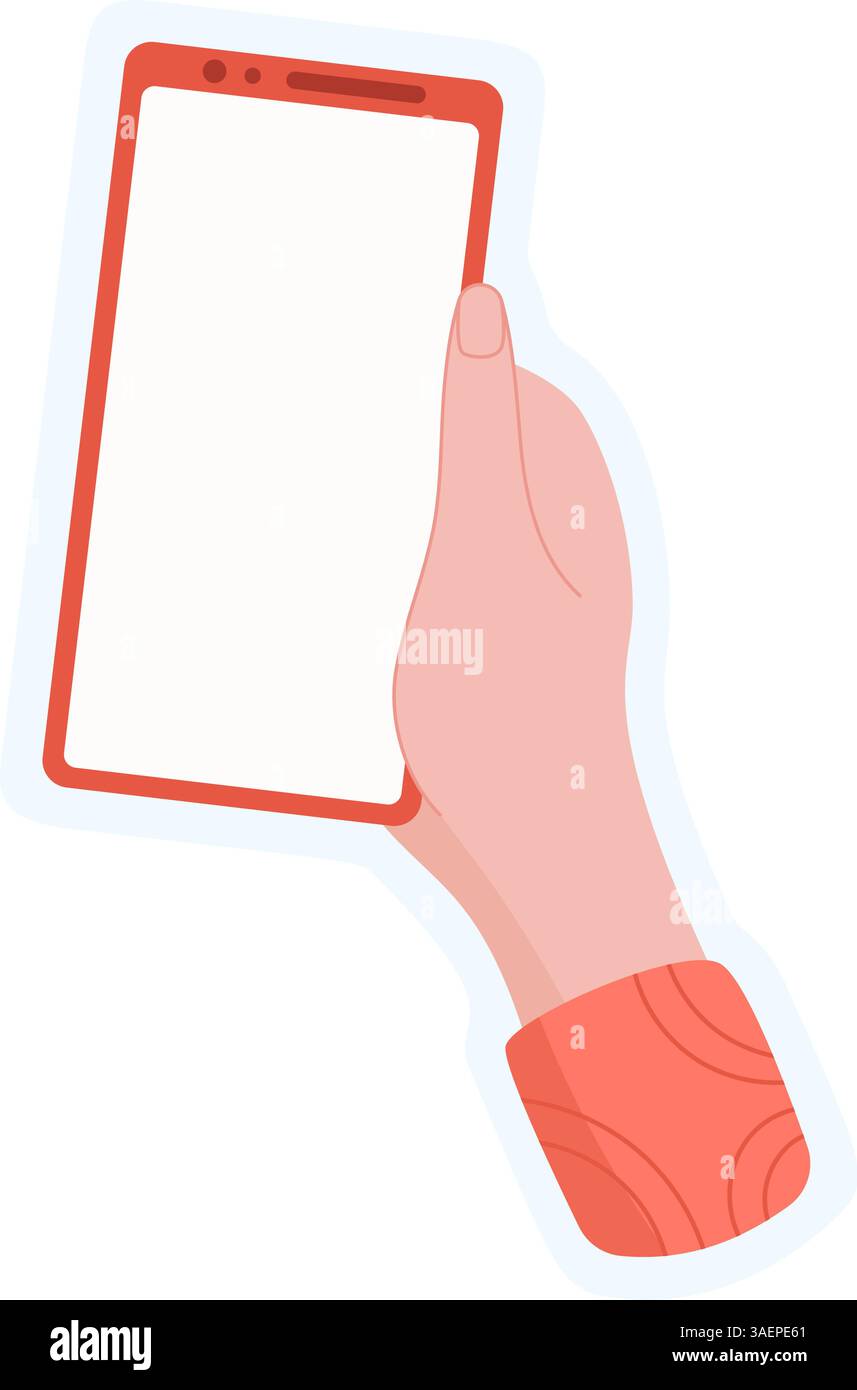 Hand holds application flat design Cut Out Stock Images & Pictures - Alamy