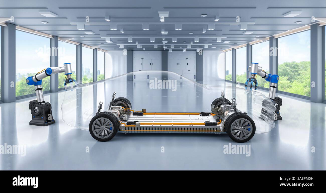 Robotic arms manufacture electric car hi-res stock photography and ...