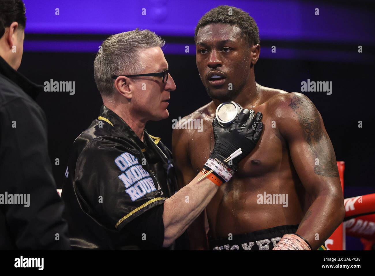 Las Vegas, NV, USA. 5th Apr, 2025. Middleweight Jahi Tucker in the ring ...