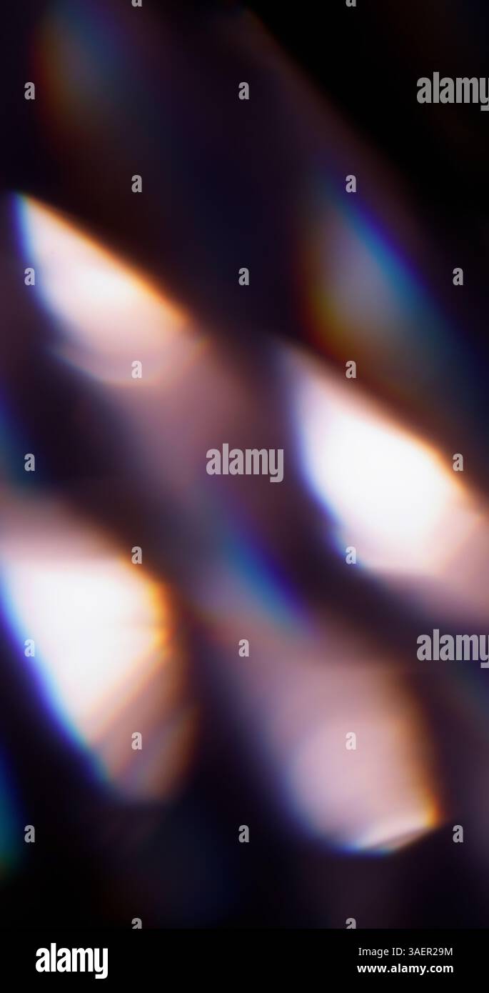 Optical flare. Blur lens light. Defocused blue yellow green colorful sparkle gleam laser texture ...