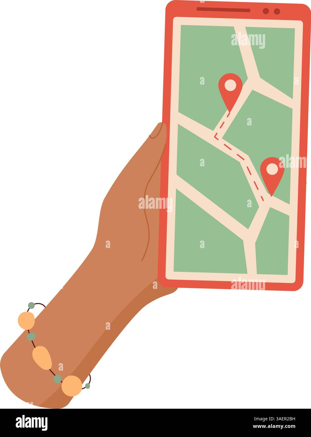 Hand Holds Mobile Gps App Stock Vector Image & Art - Alamy