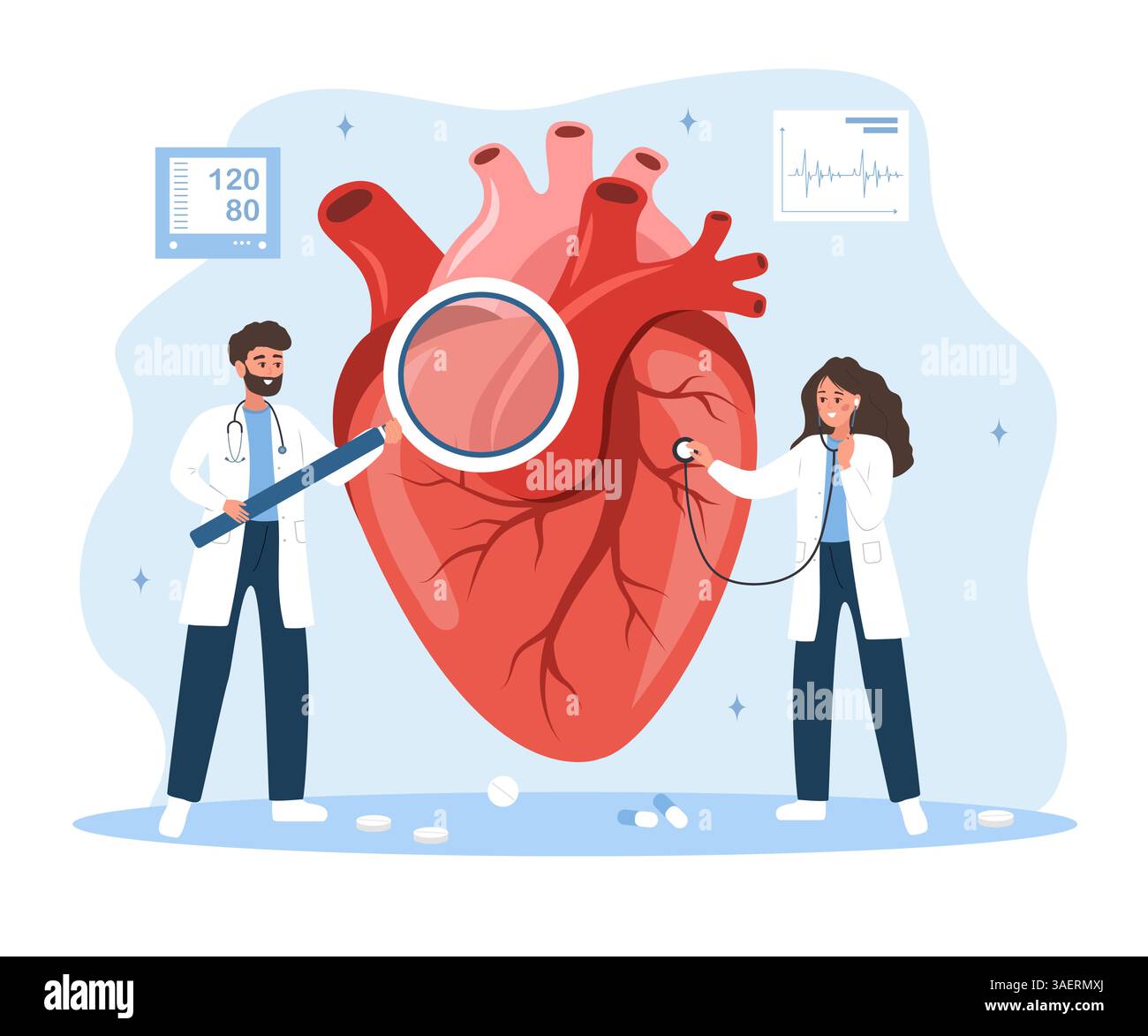 Cardiologist concept. Cardiac surgeon. Female and male doctor ...