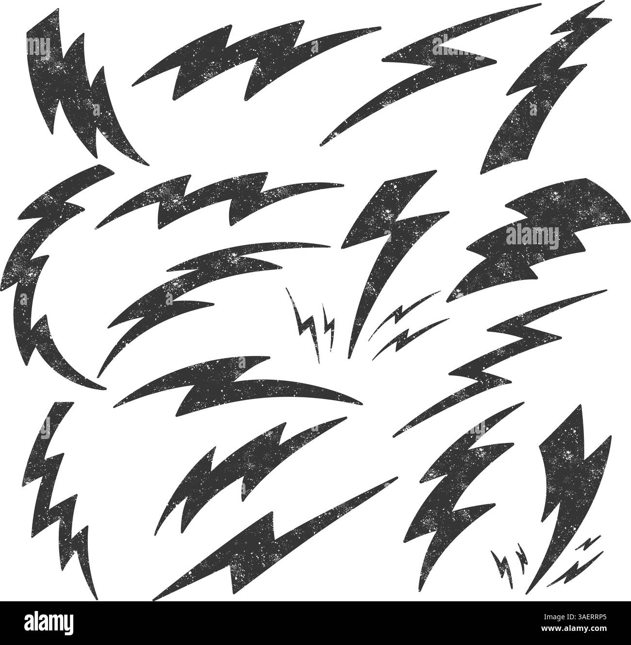 grunge hand drawn thunder doodle set Stock Vector Image & Art - Alamy