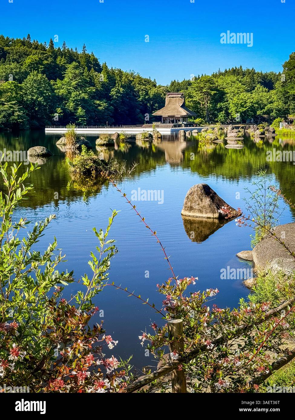 Hoshino Aomoriya lake and temple in Furumagiyama, Misawa, Aomori, Japan ...