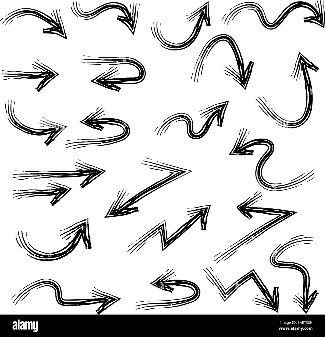 hand drawn black and white arrow doodle set Stock Vector Image & Art ...