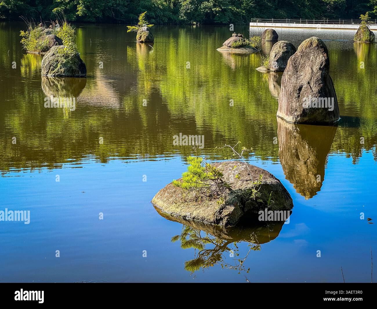 Hoshino Aomoriya lake and temple in Furumagiyama, Misawa, Aomori, Japan ...