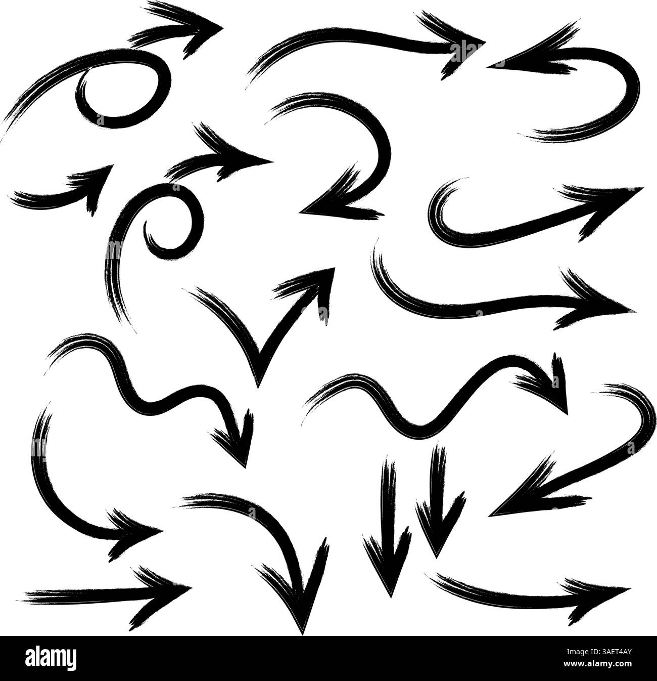 hand drawn black and white arrow doodle set Stock Vector Image & Art ...