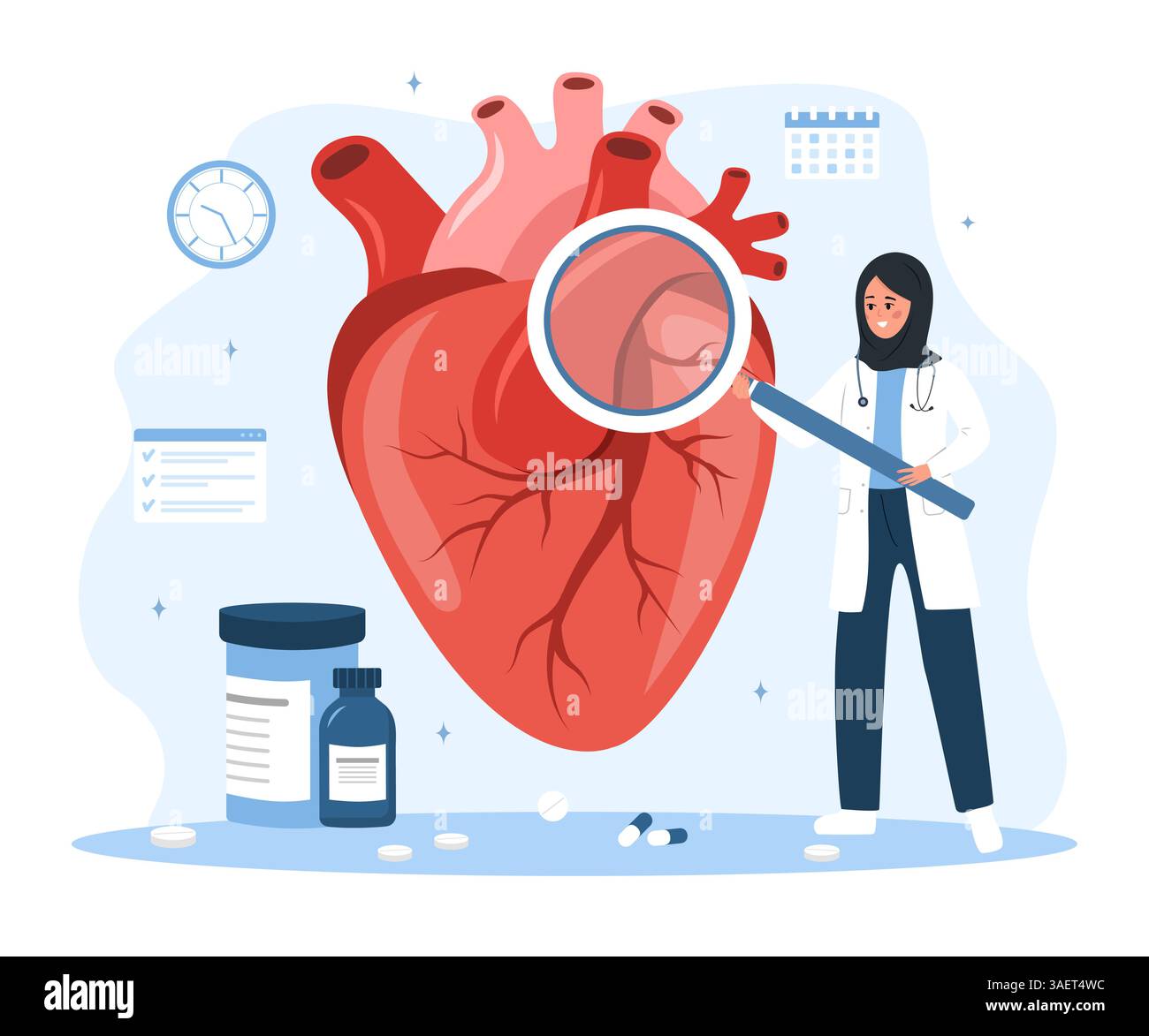 Cardiologist concept. Heart health. Arab Female doctor with large ...