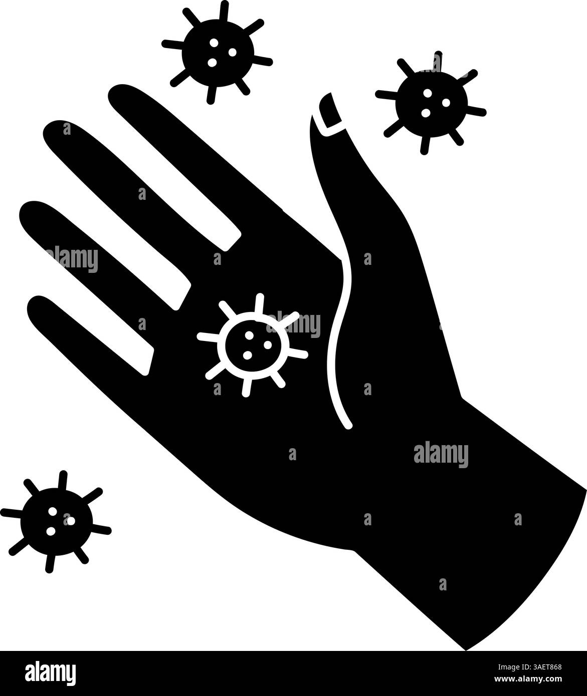 Viruses on human hand palm black hand drawn icon Stock Vector Image ...