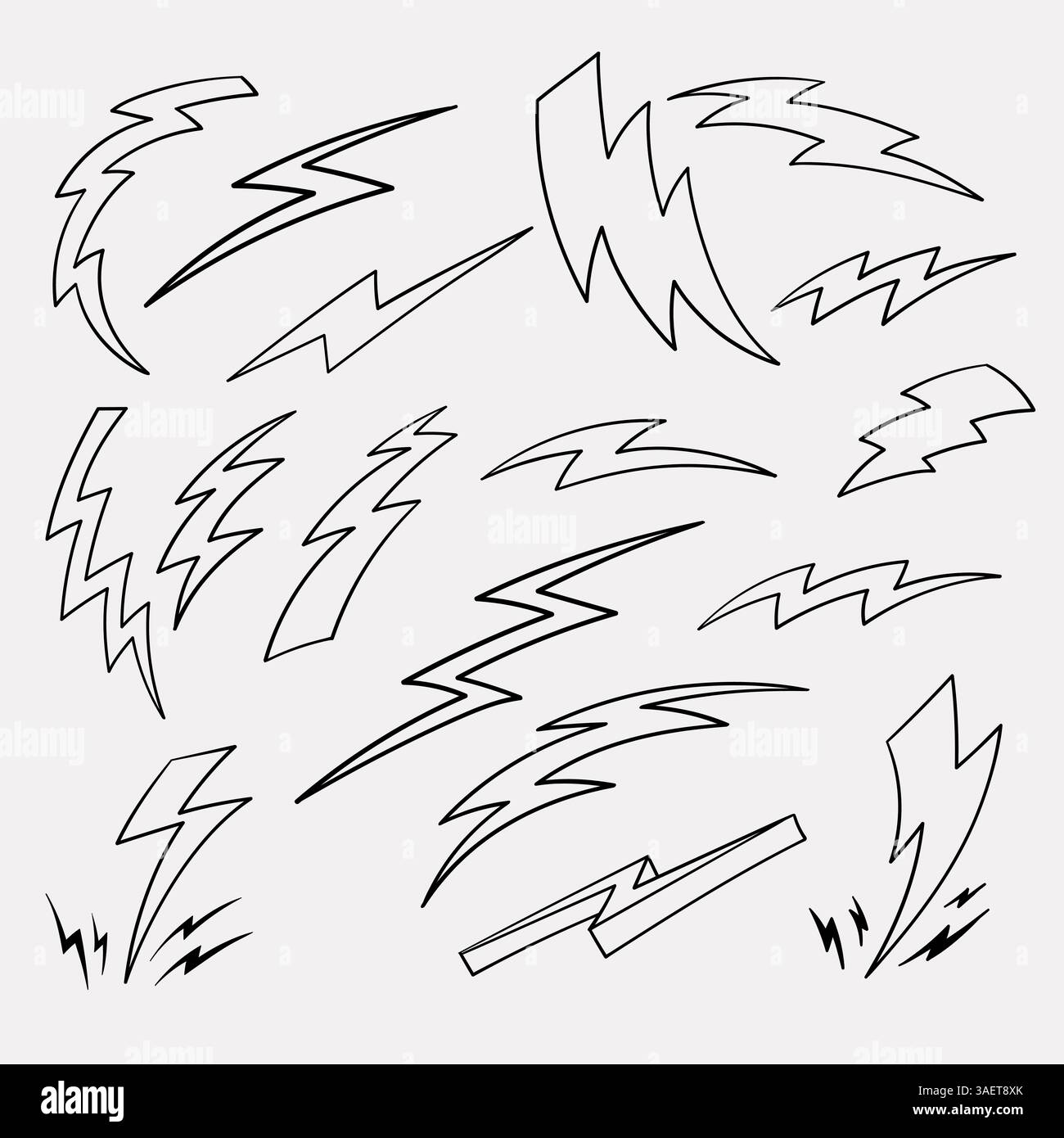 hand drawn thunder doodle set Stock Vector Image & Art - Alamy
