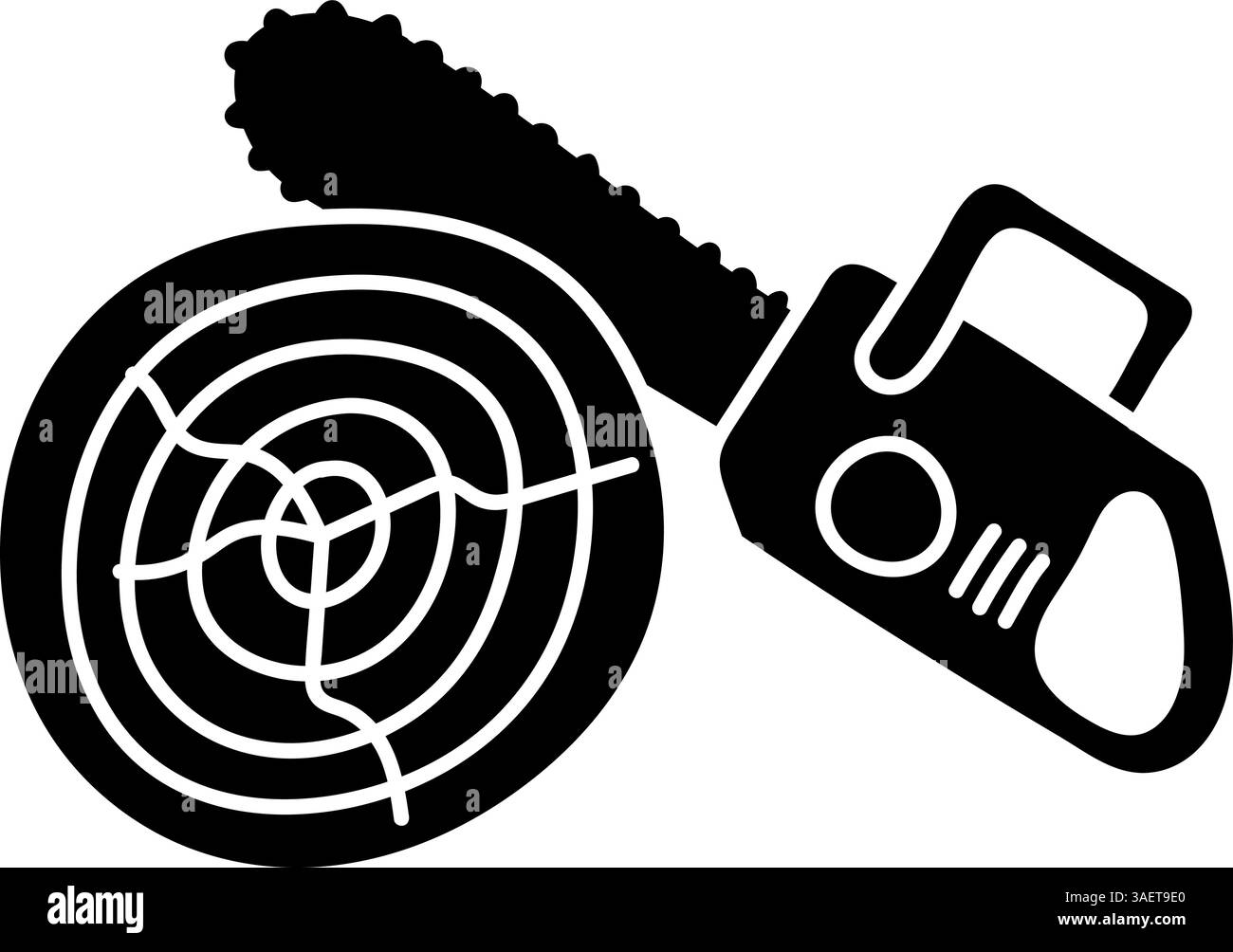 Chain saw cutting wood log black hand drawn icon Stock Vector Image ...
