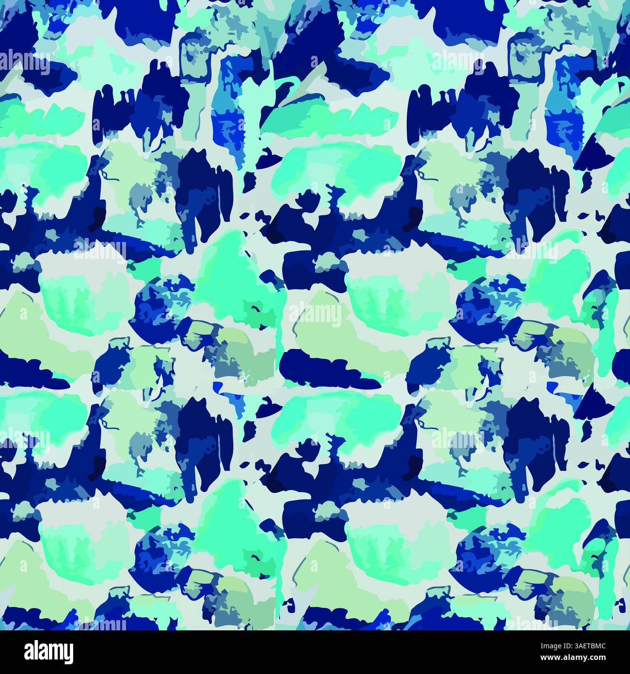 Abstract fluid pattern with cool blue, aqua, and mint green organic ...