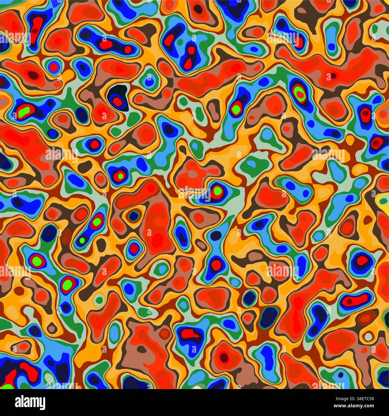 Vivid and dynamic abstract pattern featuring a blend of bold, organic ...