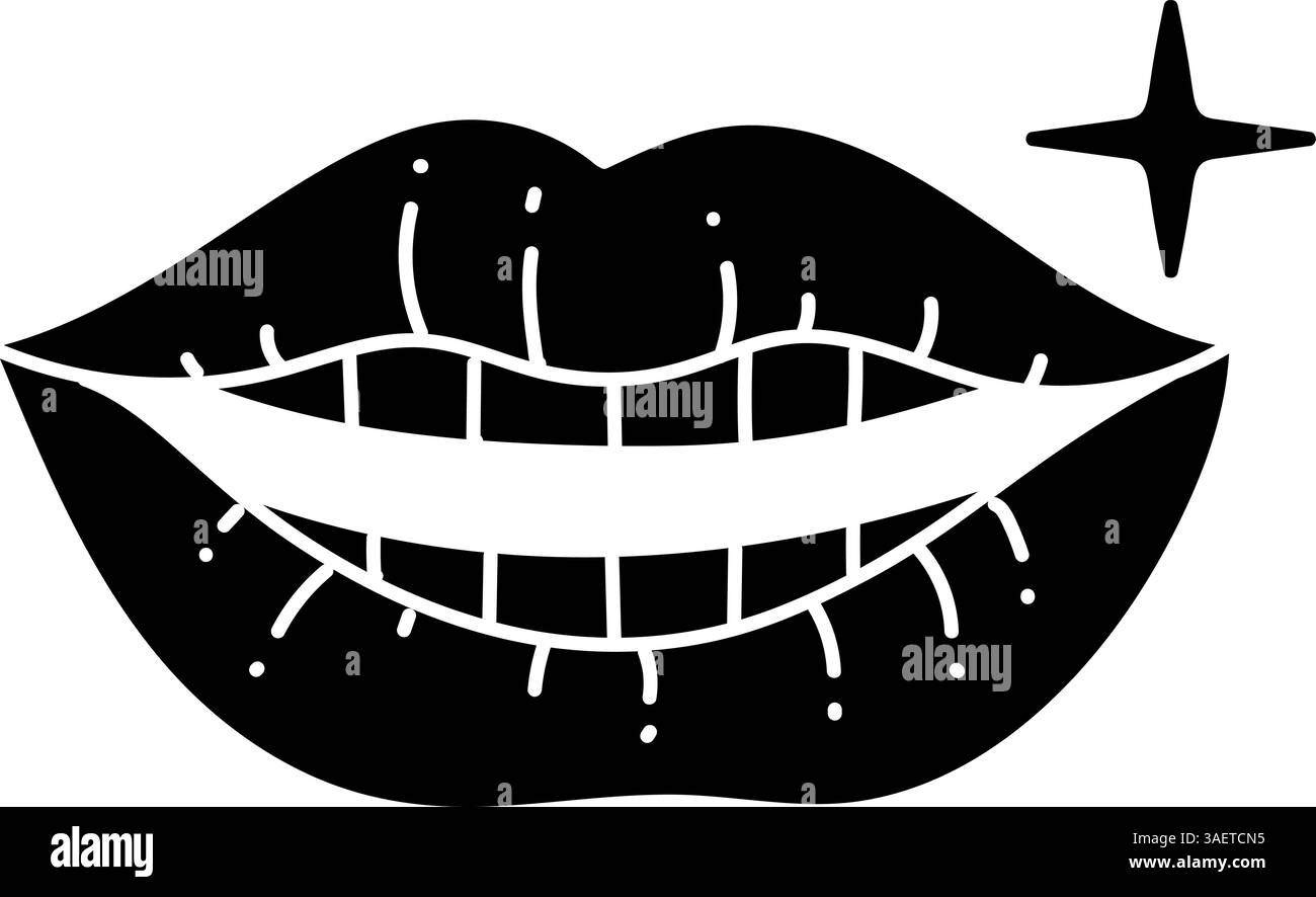 Smiling mouth and teeth black hand drawn icon Stock Vector Image & Art ...