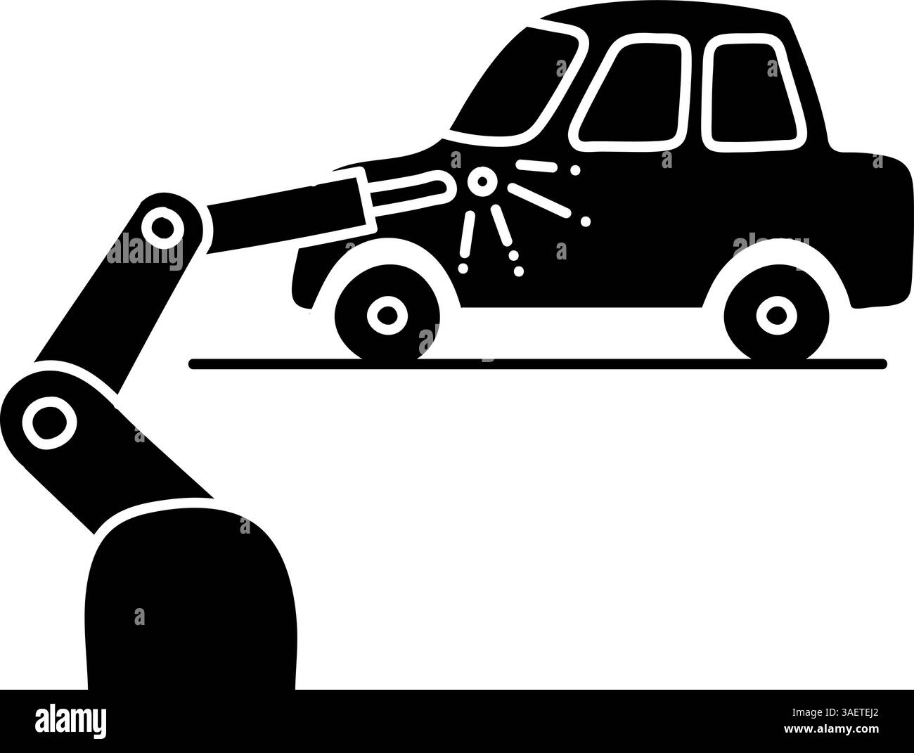 Robotic car manufacturing black hand drawn icon Stock Vector Image & Art - Alamy