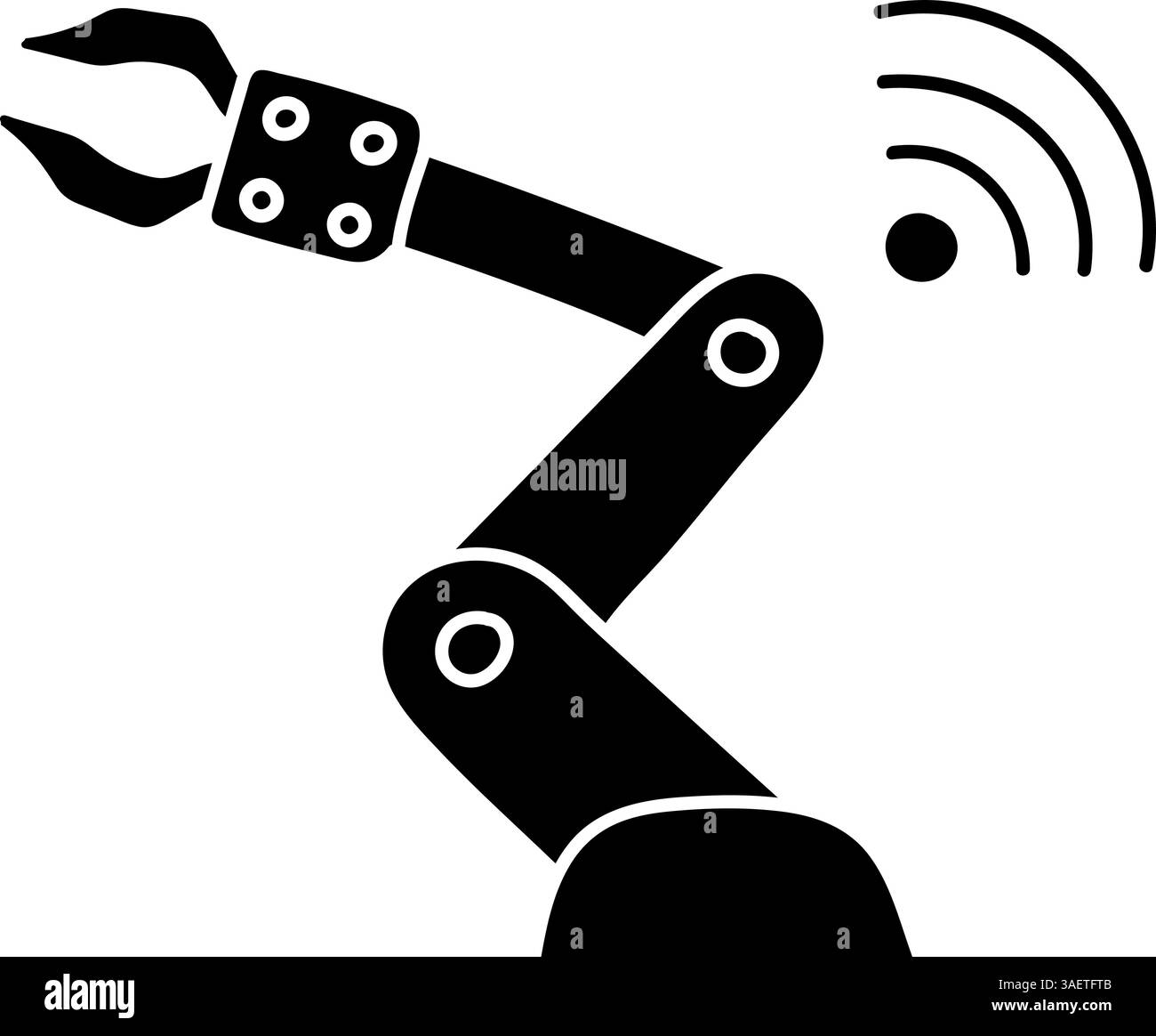 Wireless connected robotic arm black hand drawn icon Stock Vector Image ...