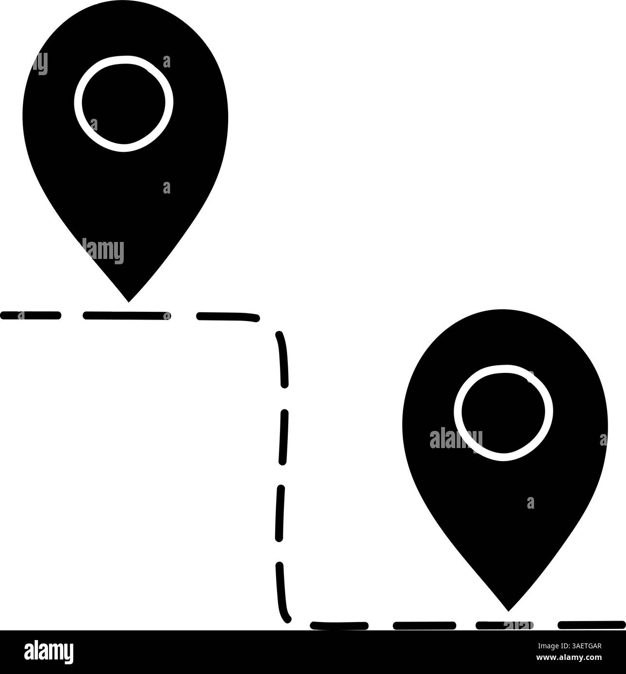 black hand drawn icon map pin route icon Stock Vector Image & Art - Alamy