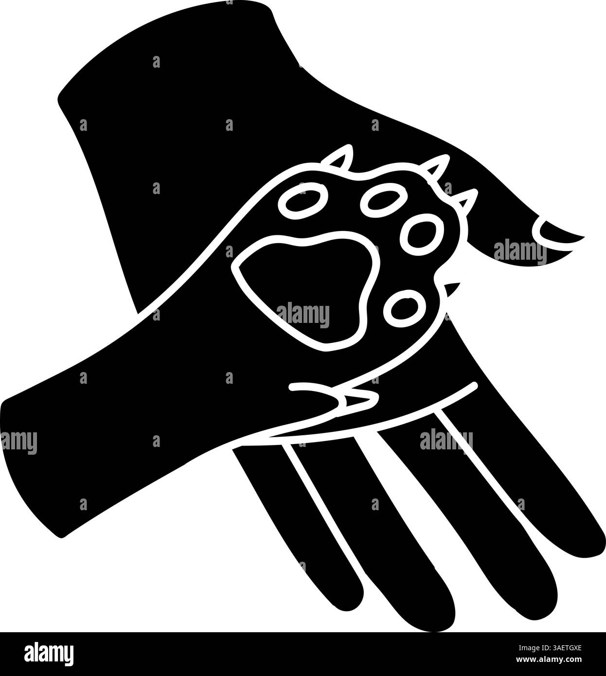 Animal care icon Dog paw and human palm black hand drawn icon Stock ...