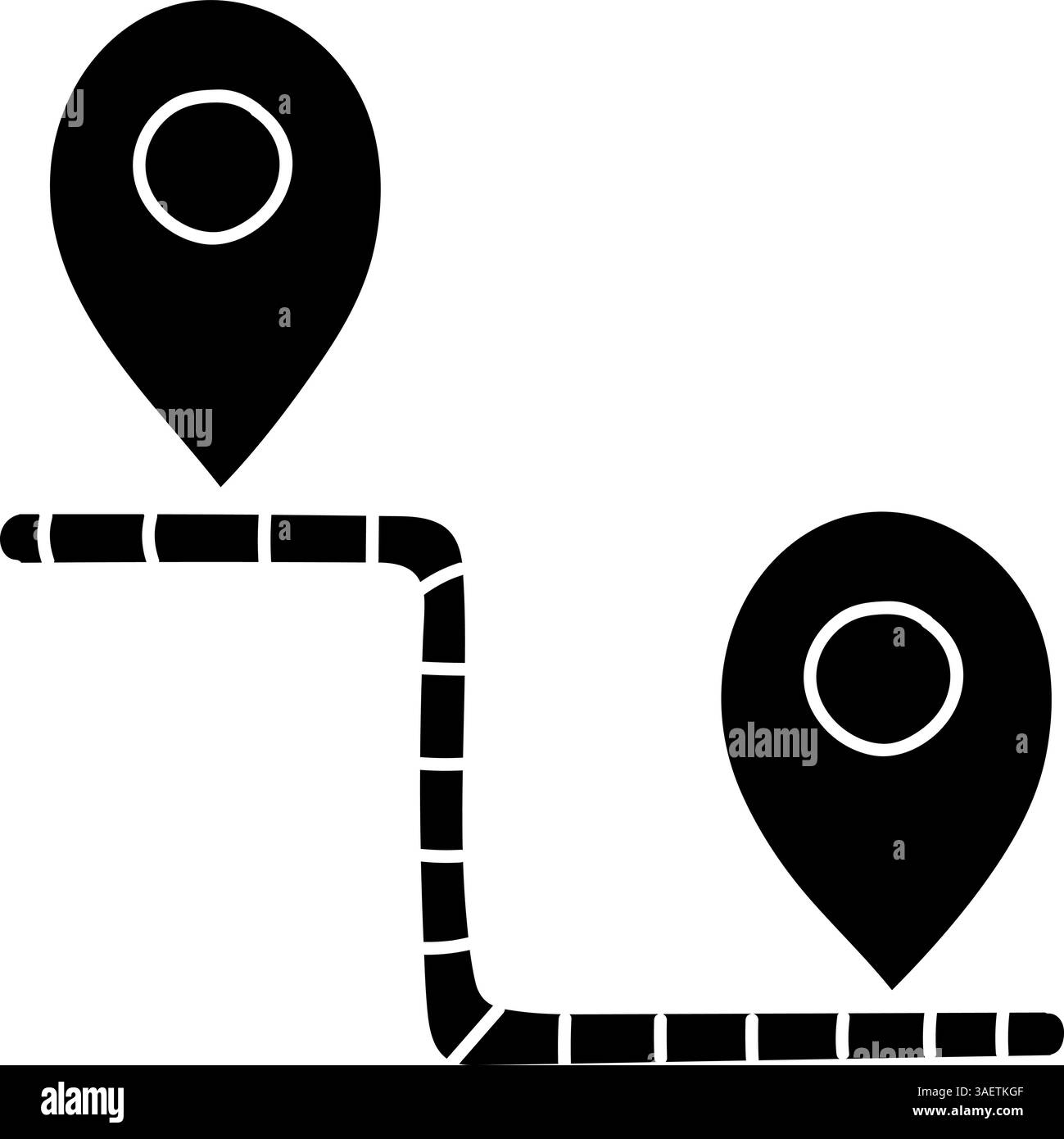 black hand drawn icon map pin route Stock Vector Image & Art - Alamy